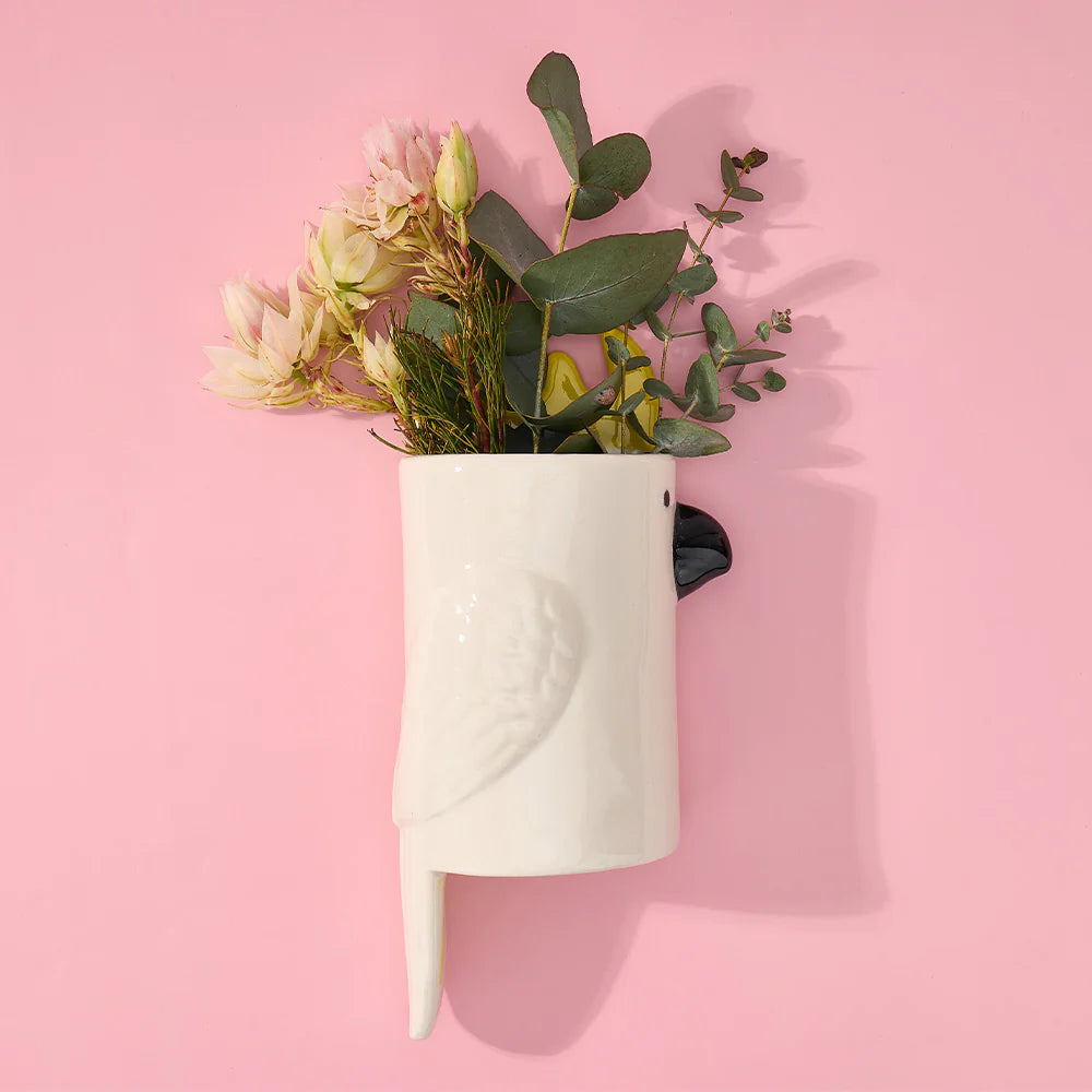 White Cockatoo Ceramic Wall Vase – By a Farmer's Daughter