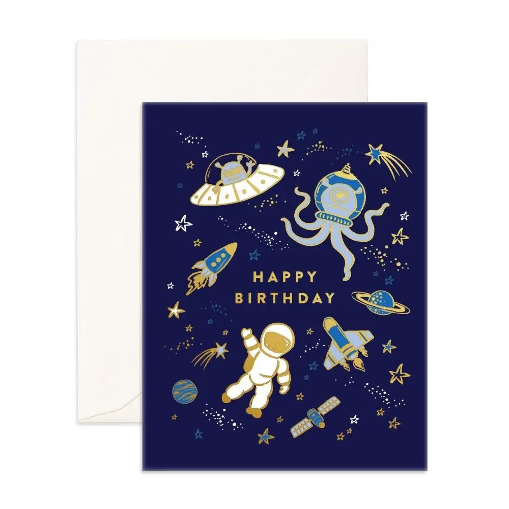 Space Happy Birthday Greeting Card – By a Farmer's Daughter