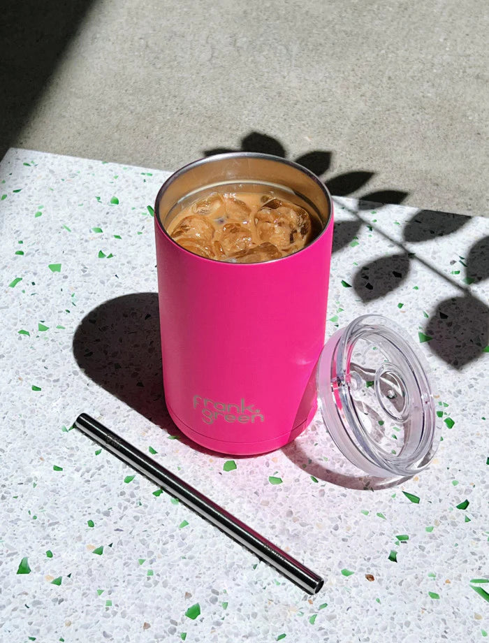 Neon Pink Iced Coffee Cup with Straw 15oz/425ml - Frank Green – By a ...