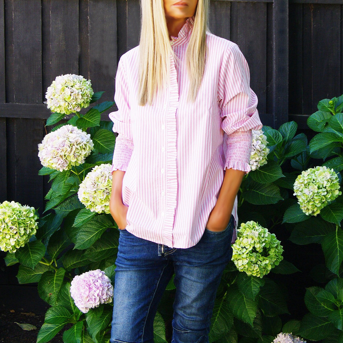 Pale Pink & White Stripe Poppy Shirt - Who's Charlie – By a Farmer's ...