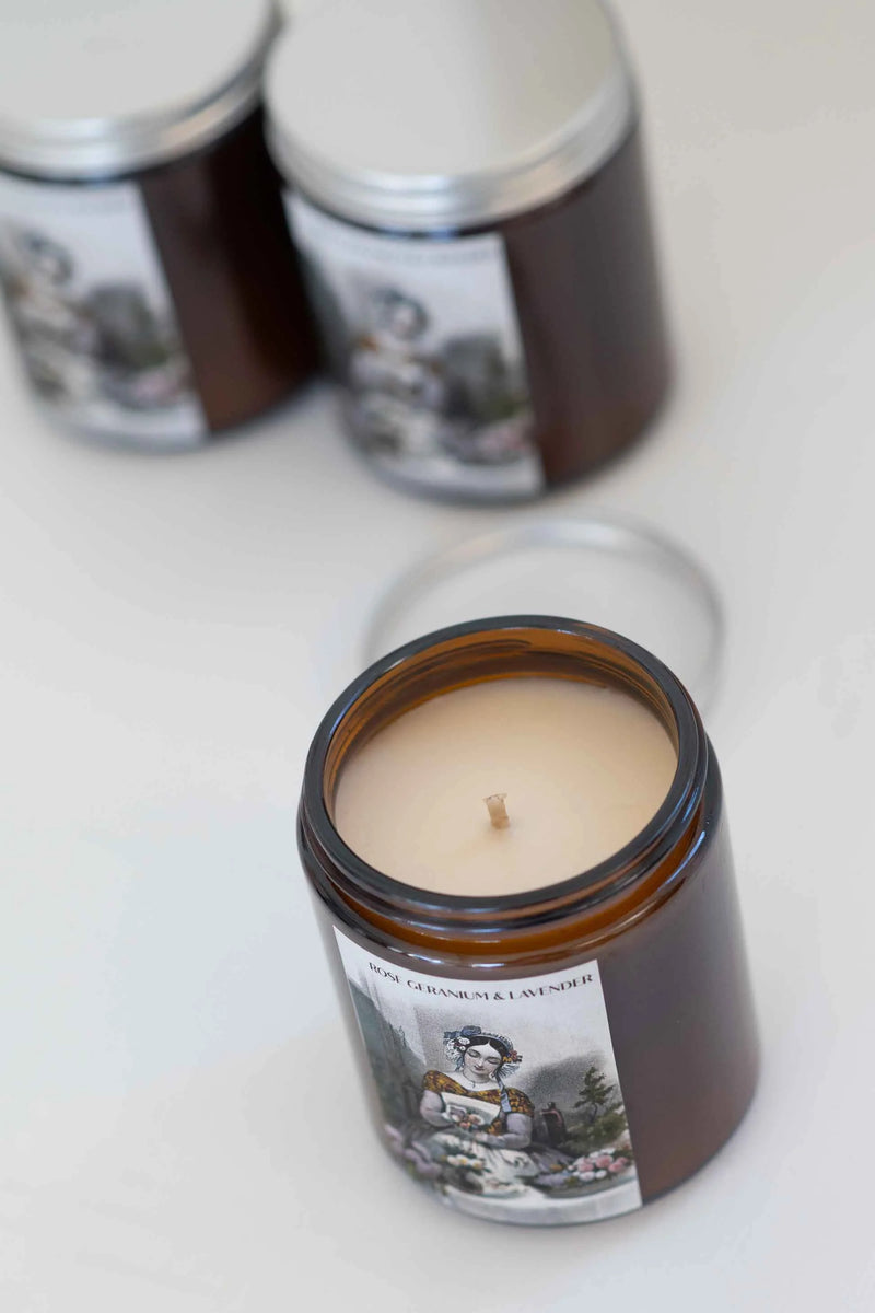 Rose Geranium & Lavender Soy Candle – By a Farmer's Daughter