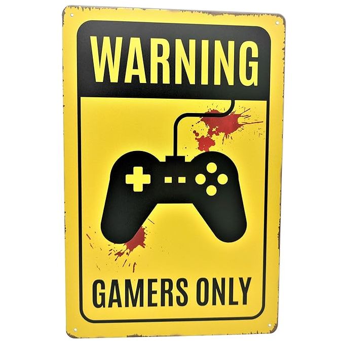 'Warning: Gamers Only' Metal Sign – By a Farmer's Daughter