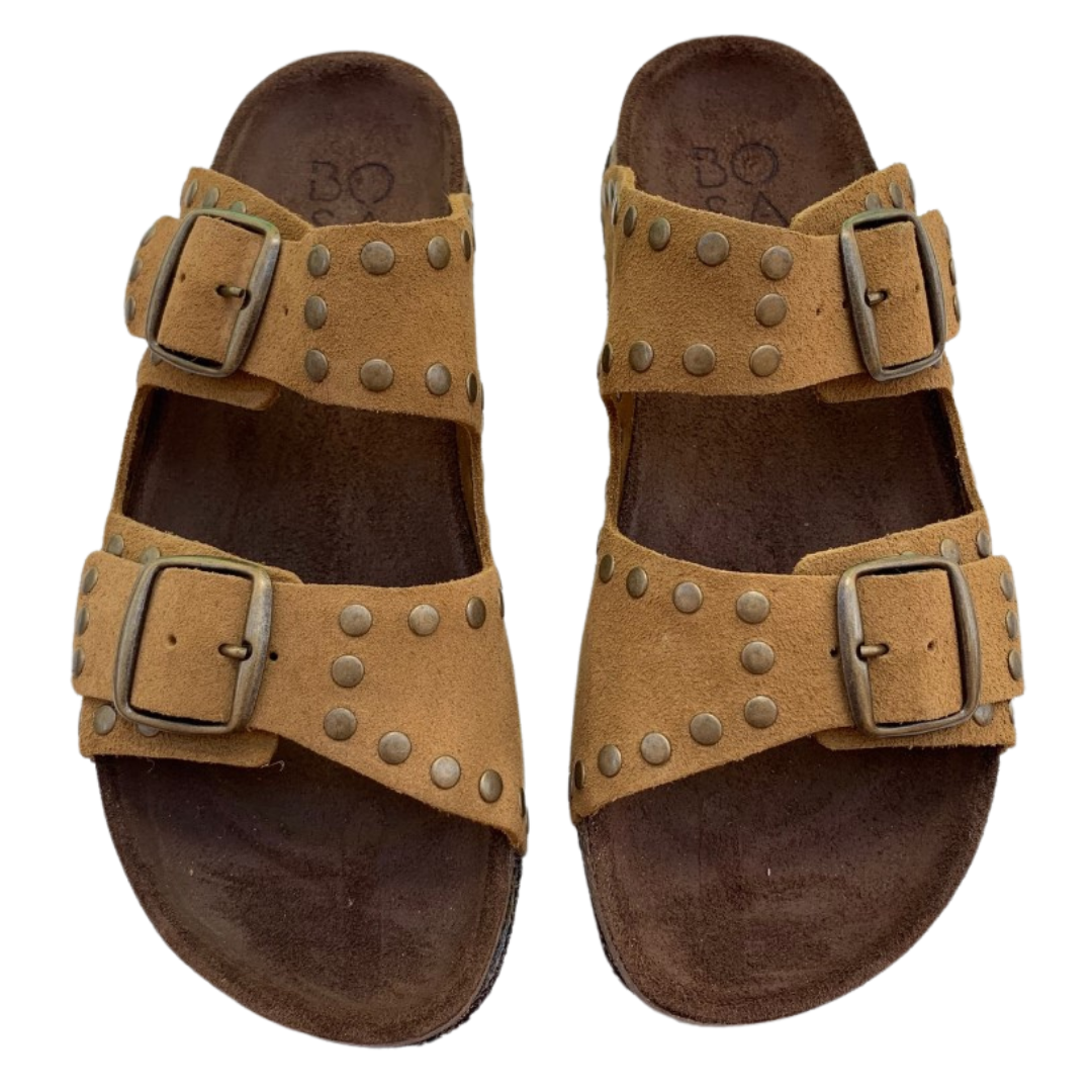 Bosabo Rivet Slides - Tan Suede – By a Farmer's Daughter